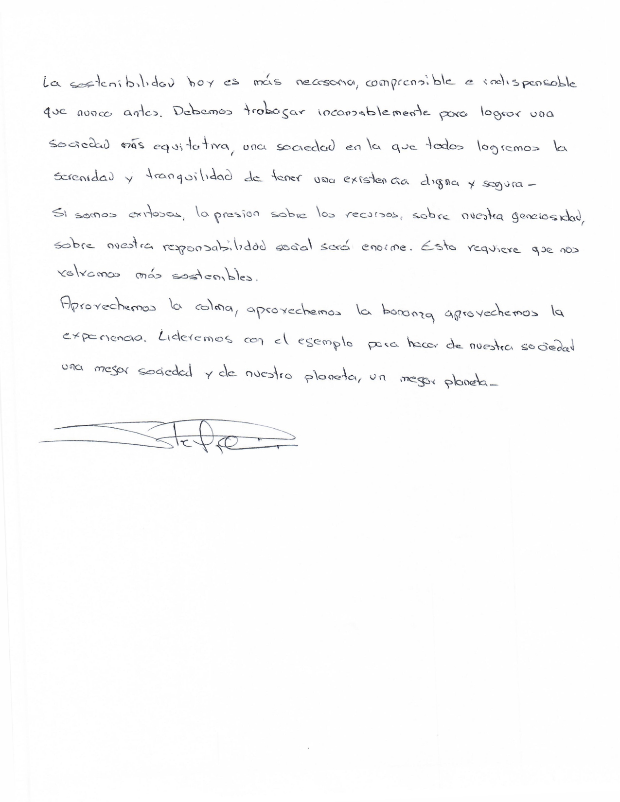 Carta de nuestro Presidente - Reporte de Sostenibilidad Carta de nuestro Presidente - Reporte de Sostenibilidad